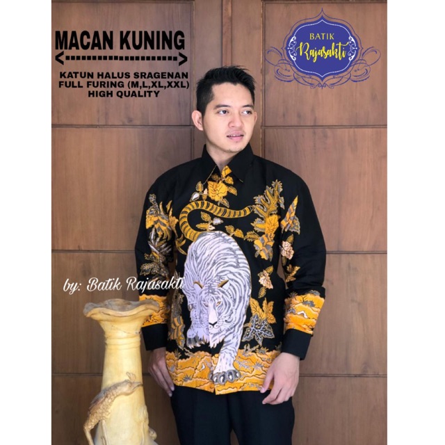 KATUN Men's Batik Yellow Tiger Cotton Pull Out The Full Tricot | Shopee ...