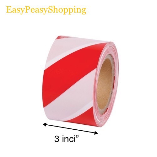 3" X 70 Meter Red & White Safety Road Tape/ Caution Tape/Awas Merah ...