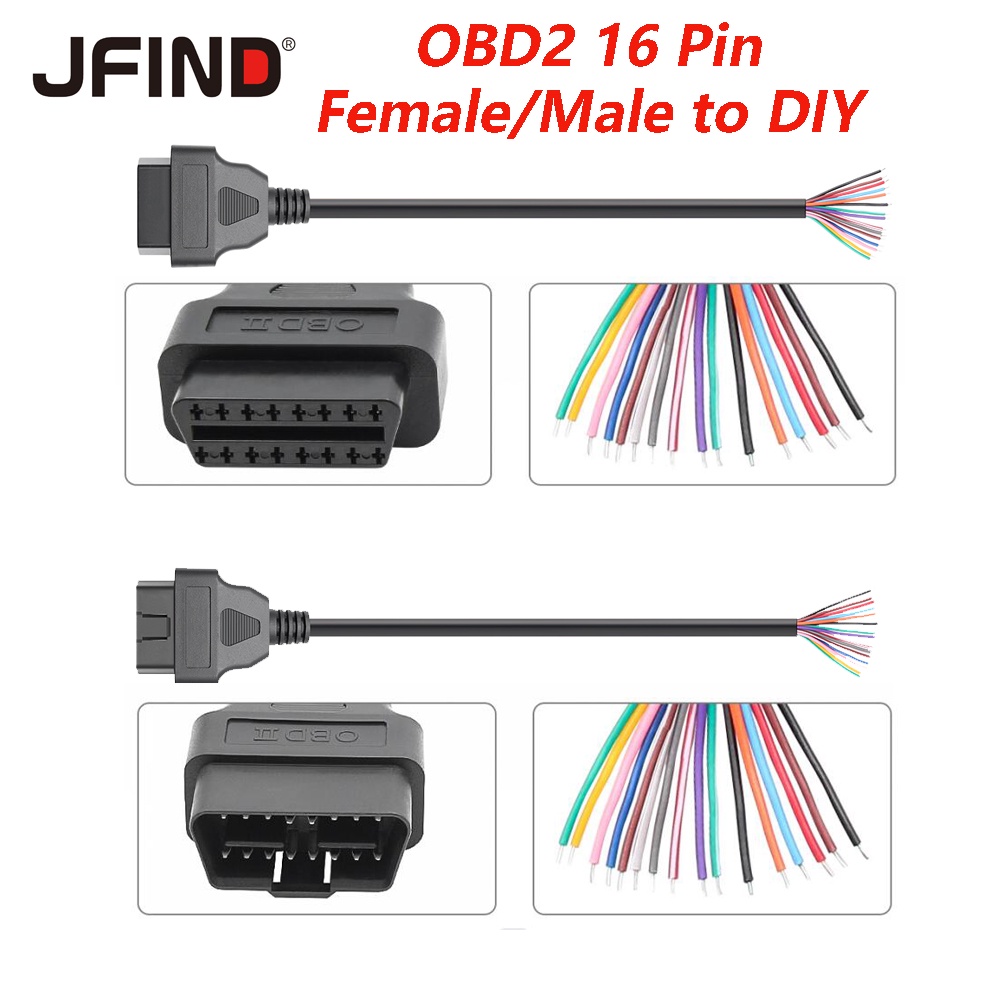 DIY Cable ELM327 Auto Car Cable OBD Cable 30cm OBD2 16 Pin Female to ...