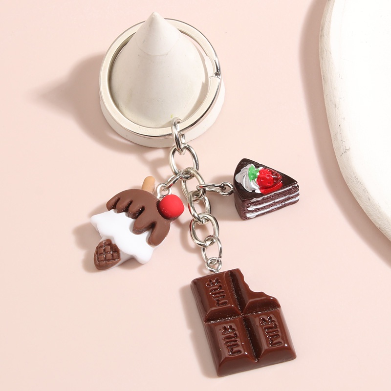 Lovely Dessert Keychain Afternoon Tea Key Ring Ice Cream Chocolate Cake ...