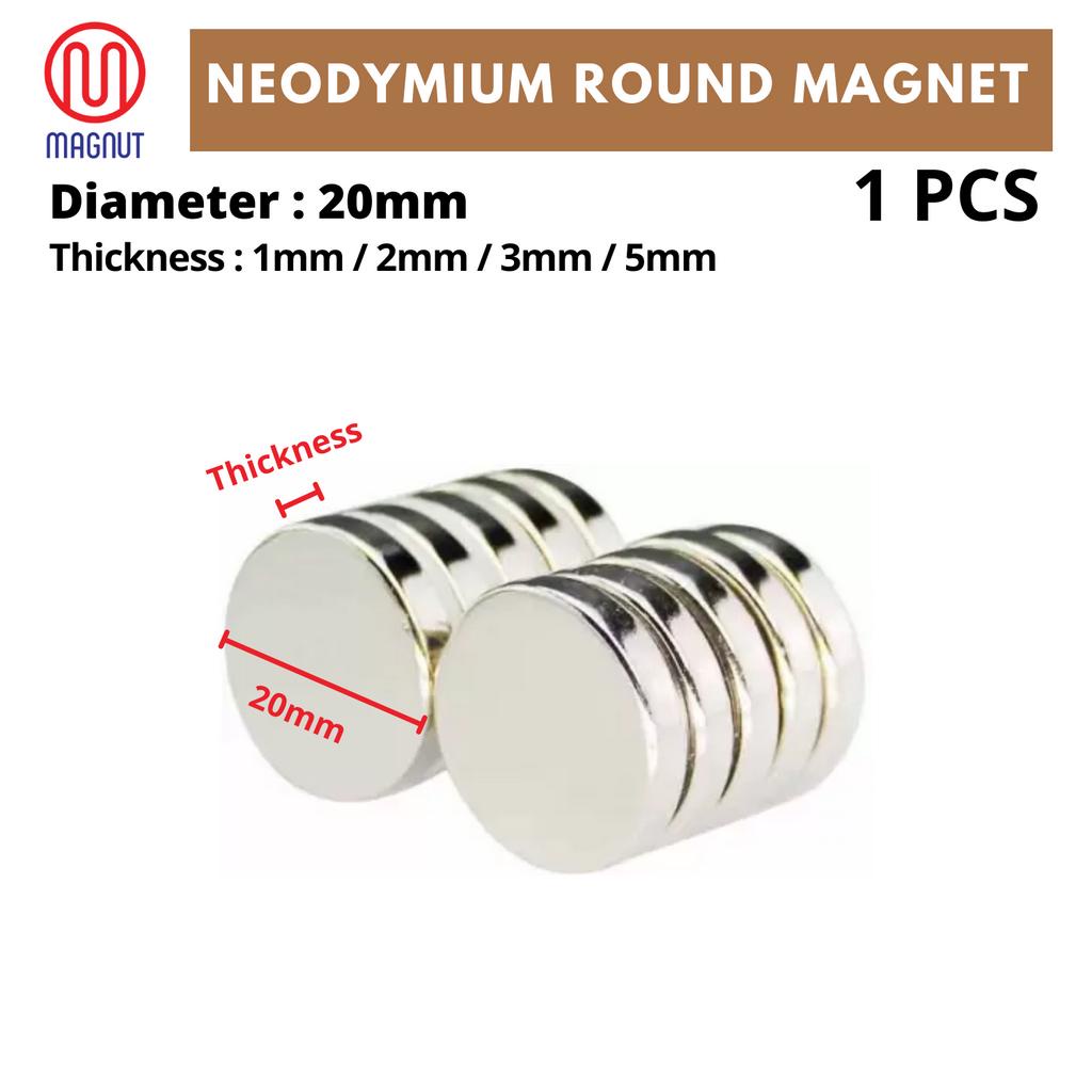 1pcs - 20mm x 1mm/2mm/3mm/5mm Rare Earth Neodymium Round Magnet ...