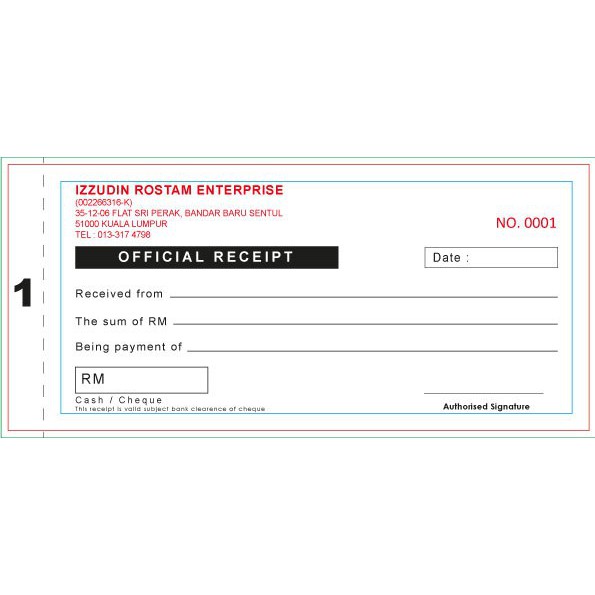 -Min 1book Only-OFFICIAL RECEIPT / RESIT RASMI CUSTOM-2ply | Shopee ...
