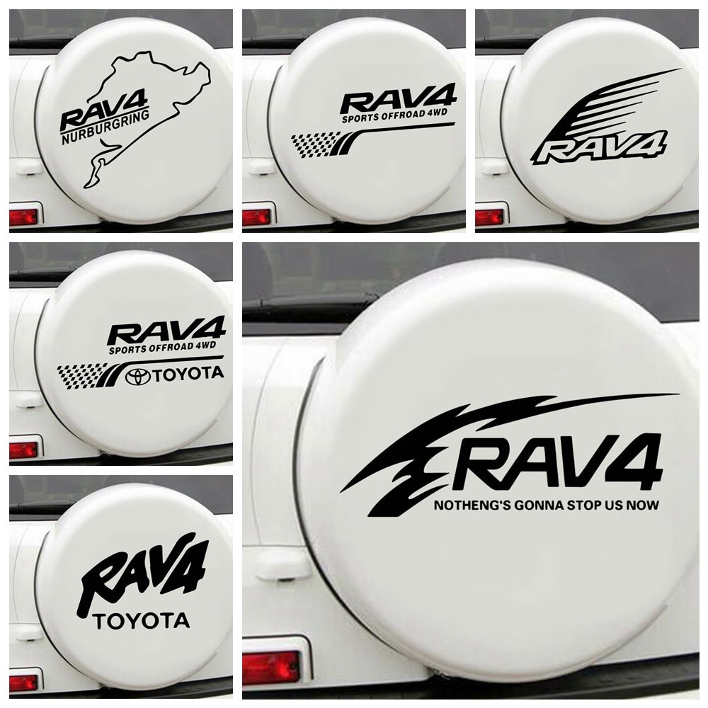 Cute Rav4 Car spare tire Car Sticker Creative Auto Decorative Decals ...