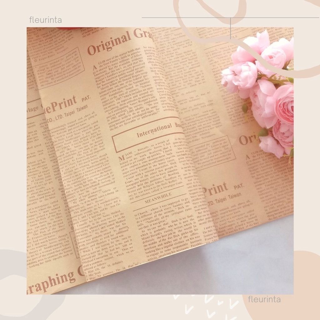Rustic NEWSPAPER MOTIF BOUQUET PAPER | Wrapping PAPER | Shopee Malaysia