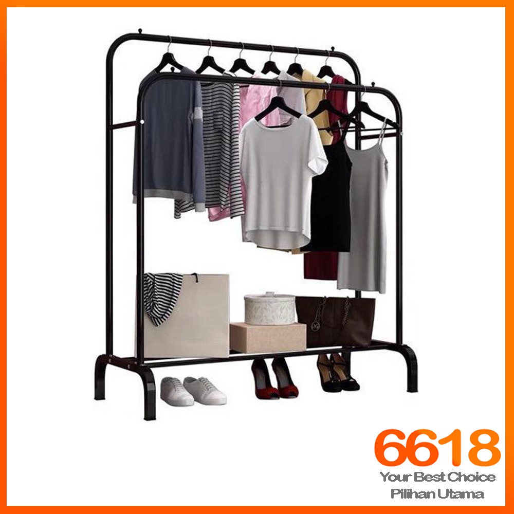 Rak Penyangkut Pakaian Logam Lipat Metal Folding Single/Double Rod ...
