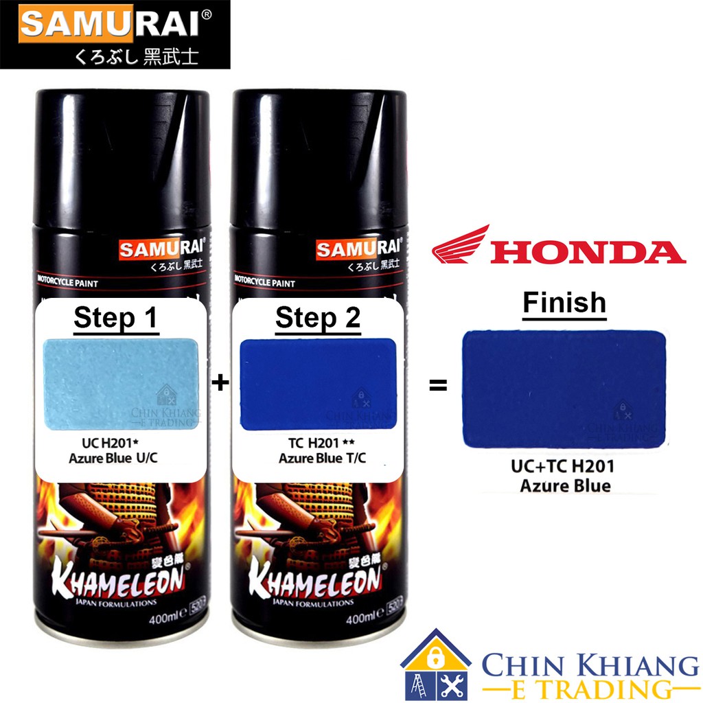 Samurai H201 Honda Azura Blue 2 Coat System Spray Paint 400ml UCH201 ...