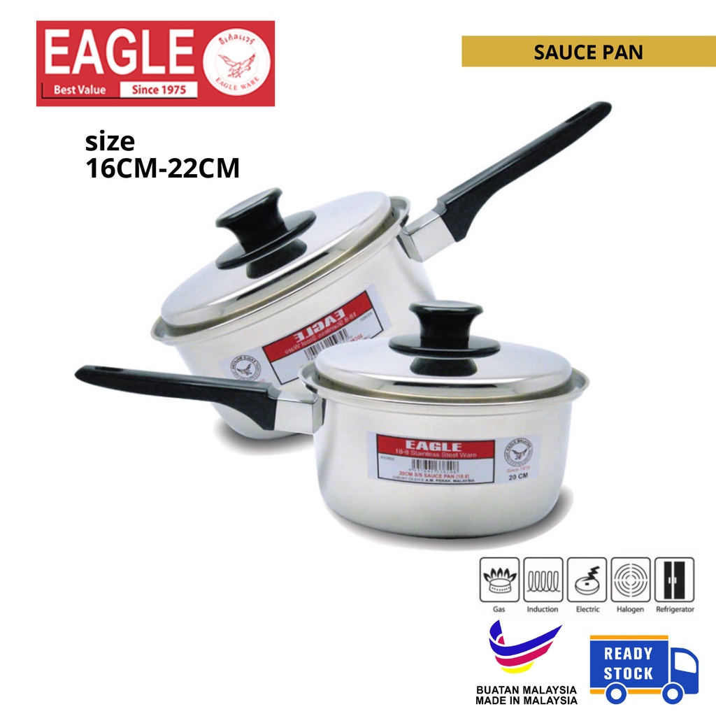🔥𝗥𝗘𝗔𝗗𝗬 𝗦𝗧𝗢𝗖𝗞🔥EAGLE 430 Stainless Steel Non-Stick Saucepan Milk Pan ...