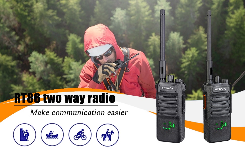 Retevis RT86 UHF Two Way Radios Long Range High Power Walkie Talkies ...