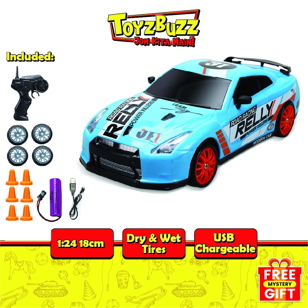 Toyz Buzz 2.4G Remote Control RC Drift Car 4WD Racing Car w Led, Changeable Tires & Obstacle ...