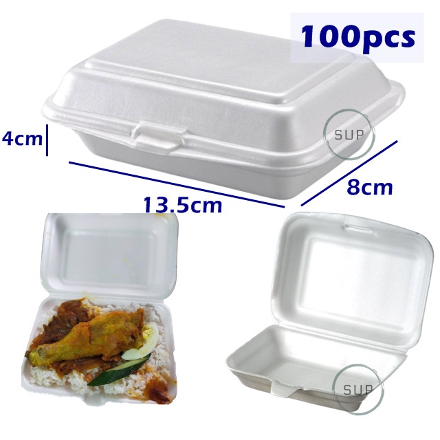 Polystyrene [ 100pcs± ] Medium Foam Lunch Box Polistrin - Polisterin ...