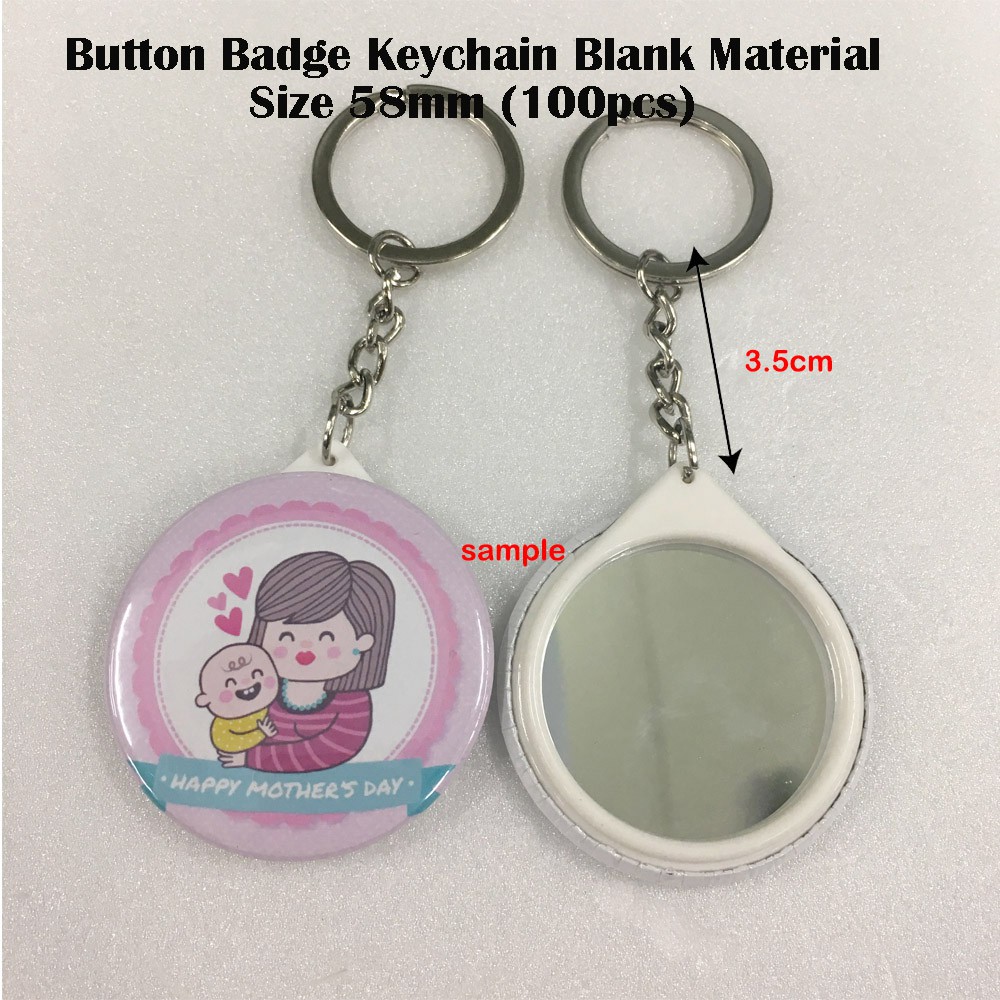 Button Badge Keychain Mirror (longchain) size 58mm raw material 100pcs ...