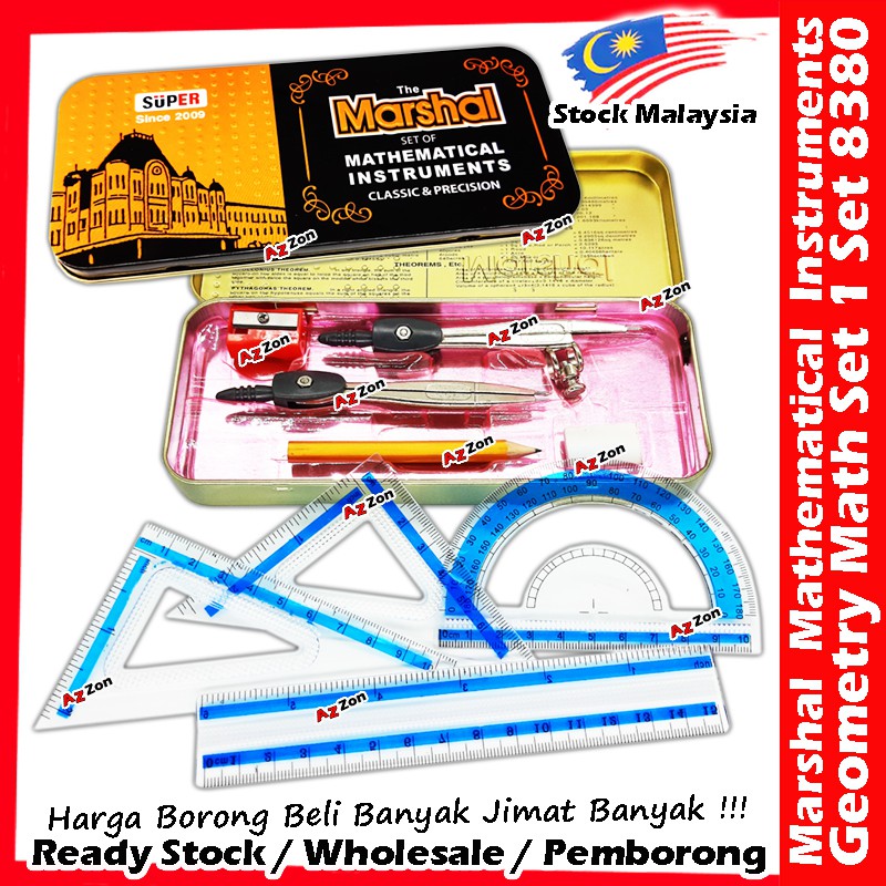 Super Marshal Mathematical Instruments Classic & Precision Geometry Set ...