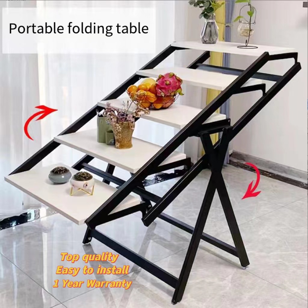 Folding dining table small apartment multi-functional rack foldable ...