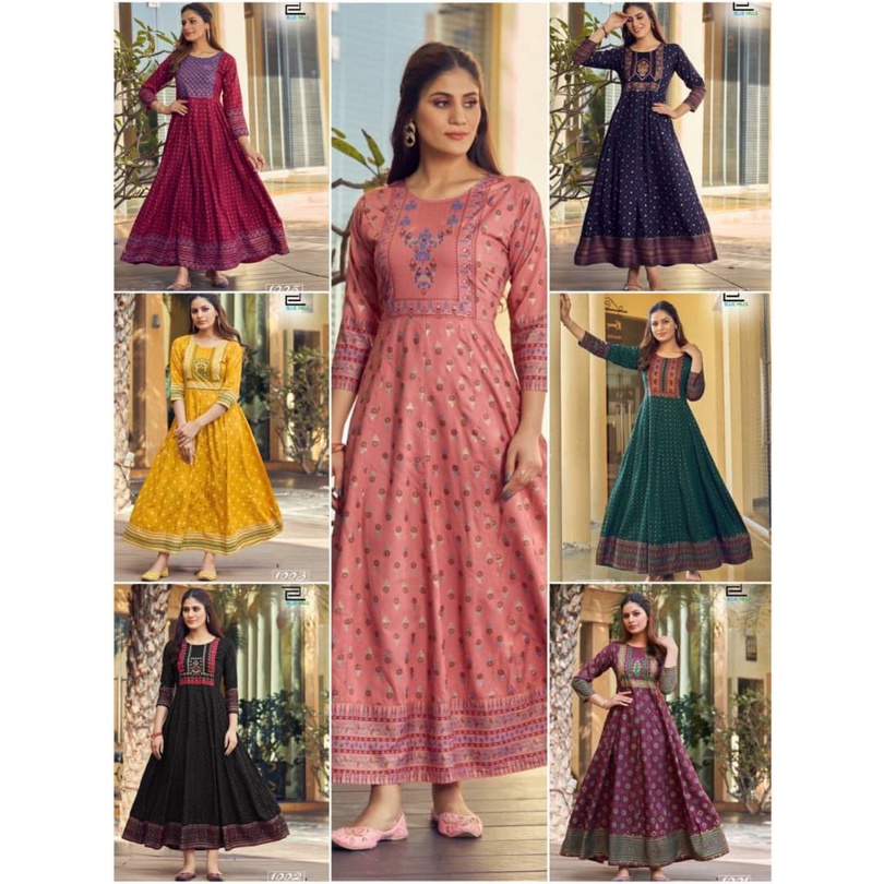 LONG KURTHI WITH PRINTED DESIGN | Shopee Malaysia