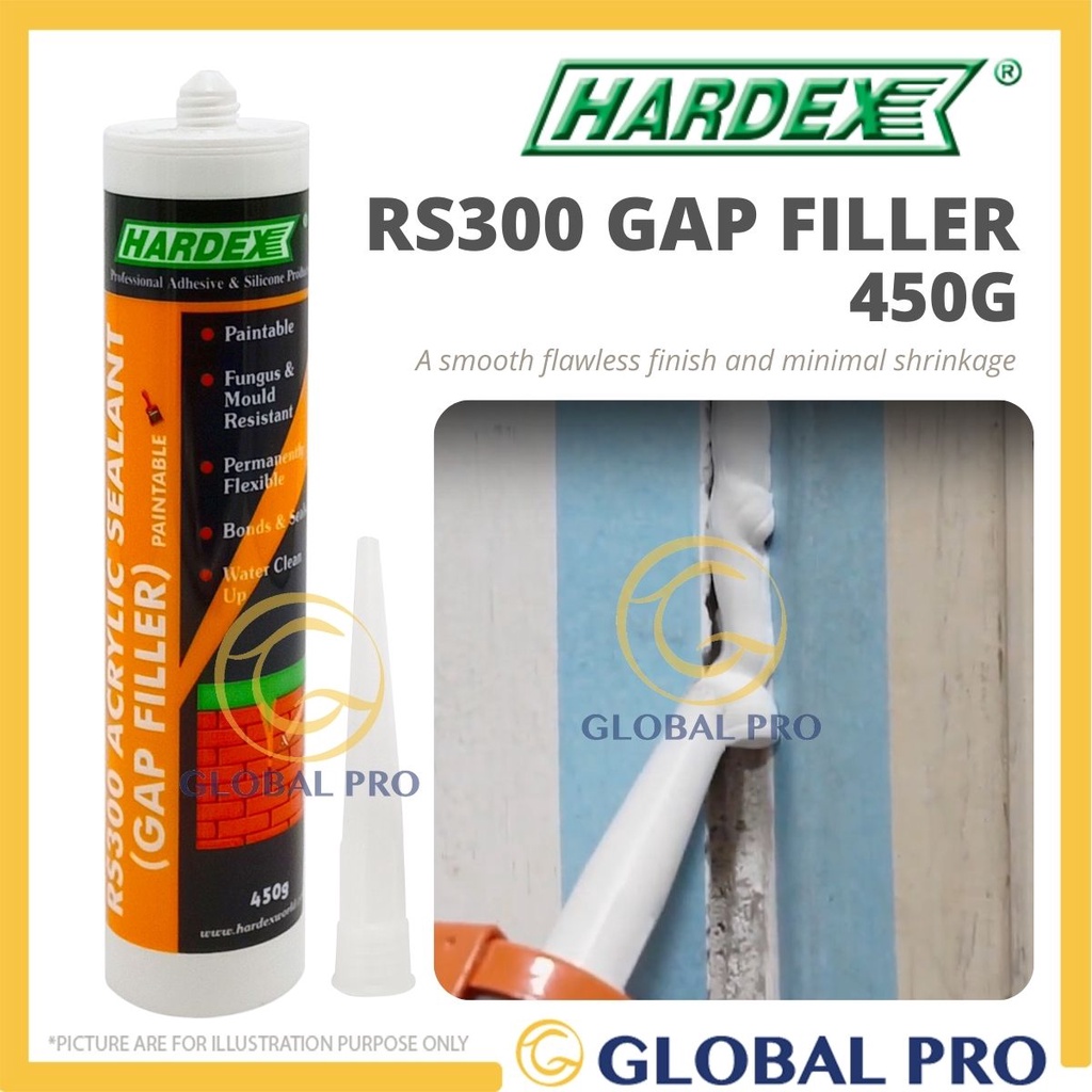 HARDEX RS300 Arcylic Sealant Gap Filler 450g White Flexible Acrylic Gap Sealant For Interior And ...