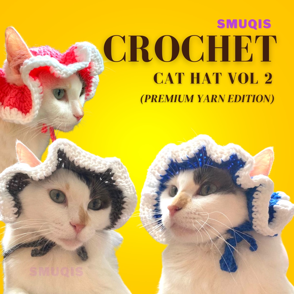 TOPI KUCING RAYA COMEL VOL.2 HANDMADE CROCHET CAT HAT PET ACCESSORIES ...