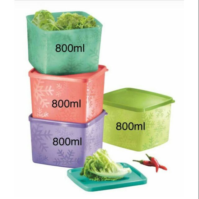 🔥LIMITED!! Tupperware snowflakes square round 800ml🔥 | Shopee Malaysia