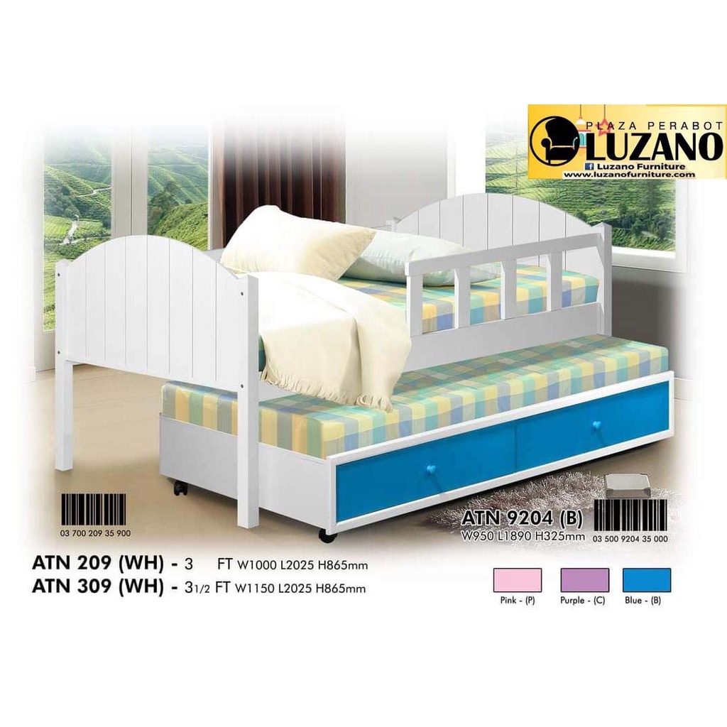 Single/Super Single Bed Frame with pull out and Drawer Luzano Furniture ...