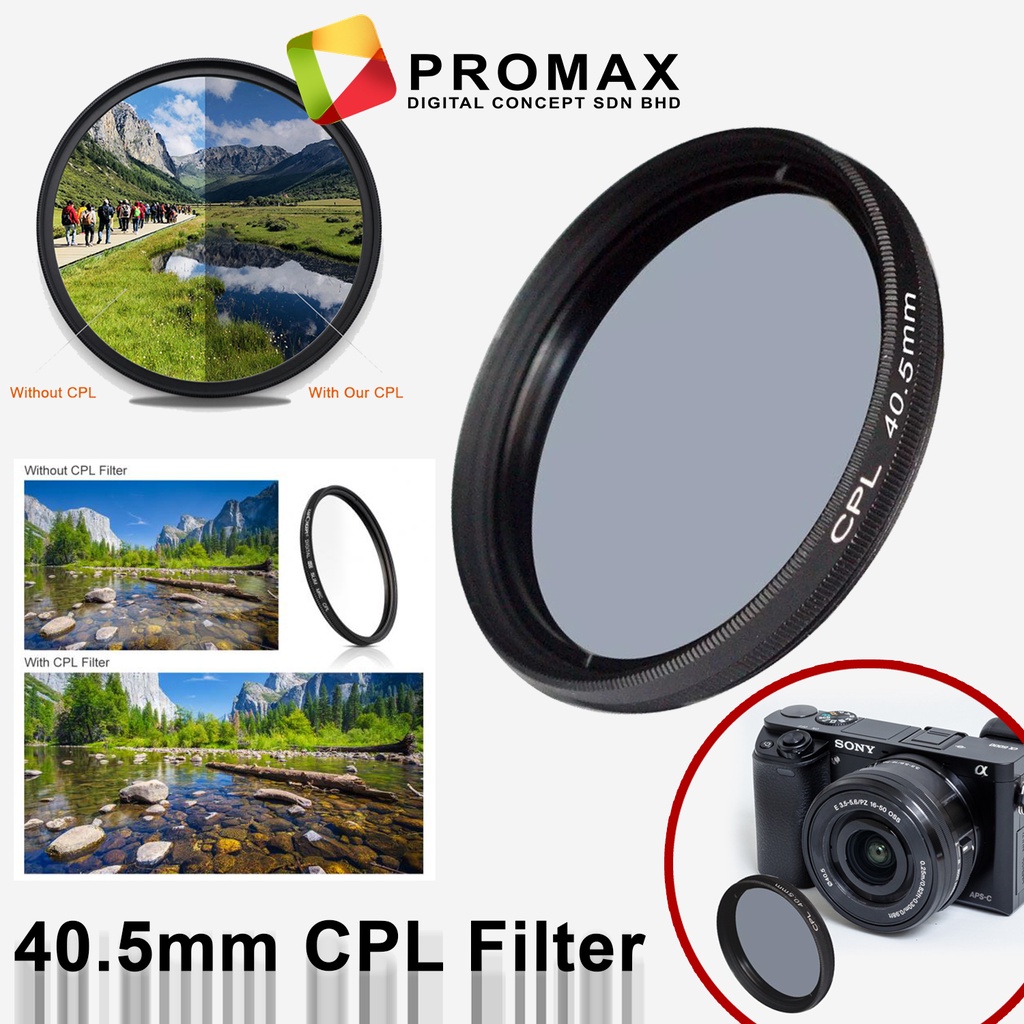 Ready Stock !! 40.5 CPL Circular Polarizer Filter 40.5mm for Sony A6000 ...