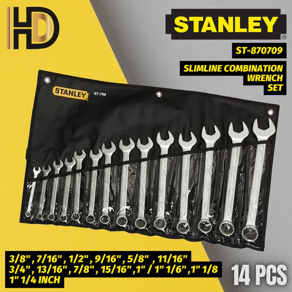 STANLEY 14 Pcs Slimline Wrench Set / STANLEY 87-709 9 PcS Slimline Wrench Spanner Set | Shopee ...