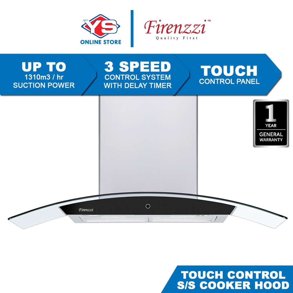 Firenzzi High Power Suction Touch Control Cooker Hood FCH6122XP FCH ...