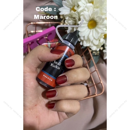 Inai Kuku Ruby Tahan Lama Warna Halal Cantik & Wangi Maroon Red Cherry ...