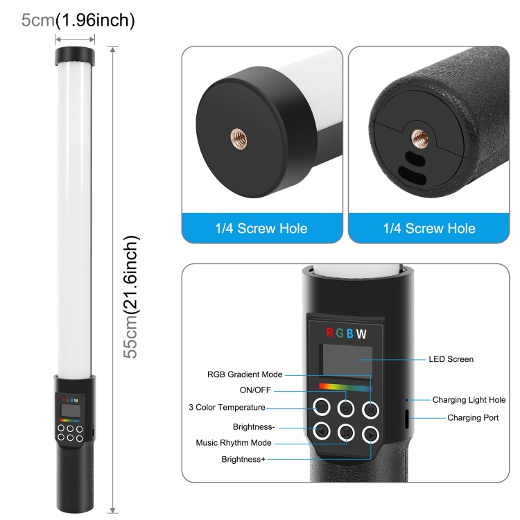 NEW RGB Handheld LED Video Light Wand Stick Photography Flash Light ...