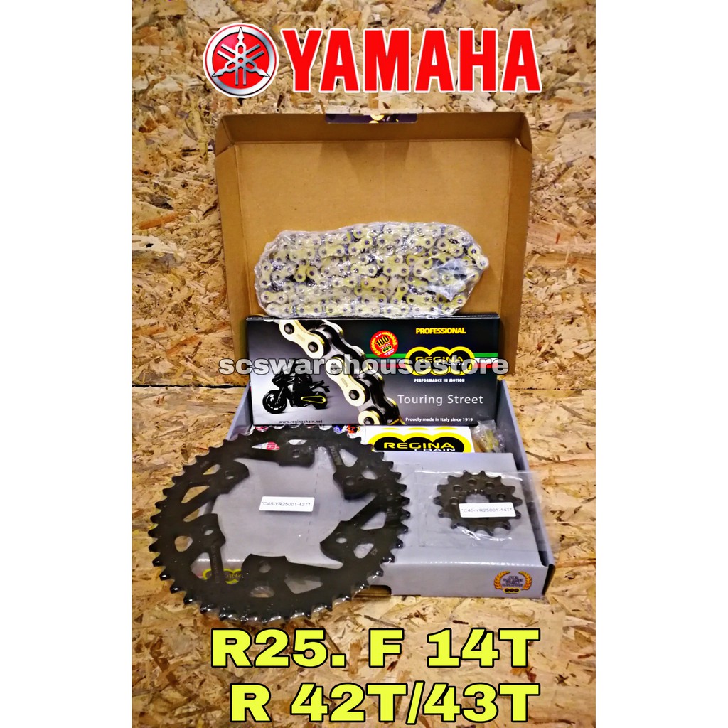 REGINA Yamaha R25 V1/V2 MT25 Sprocket Chain Kit Set Rantai Spoket ...