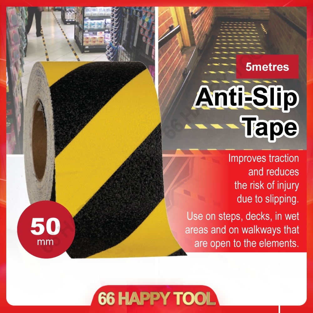 Safety Tape High Traction (yellow x black 50mm x 5m) Anti-slip Safety ...