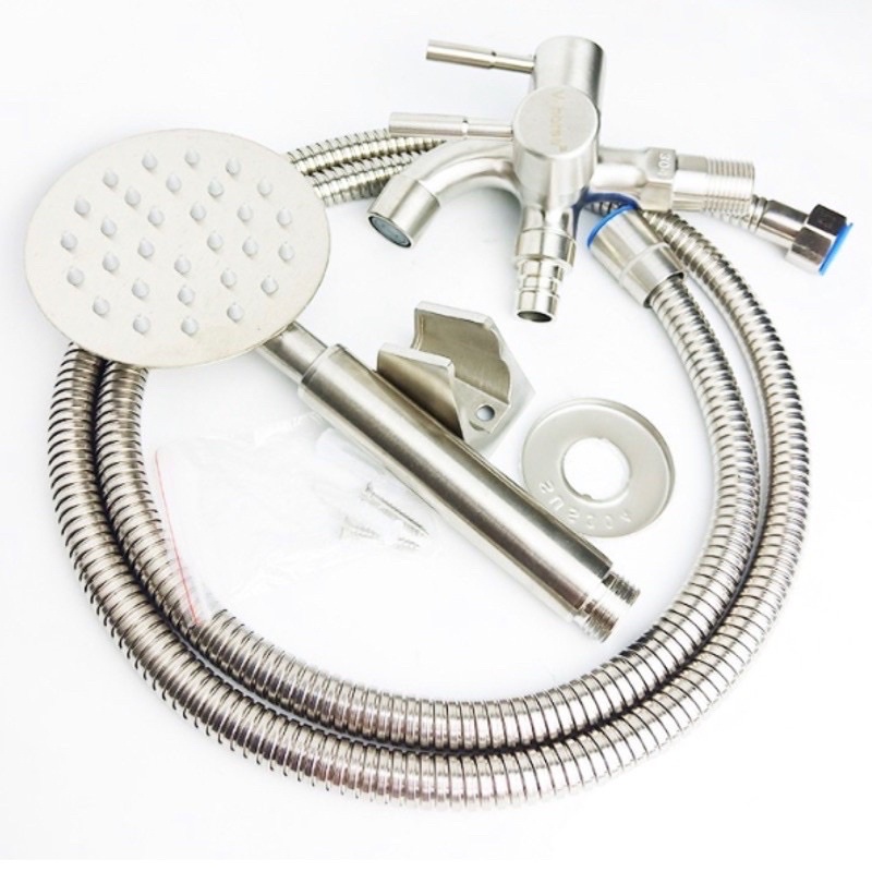 SUS304 Stainless Round Type Telephone Shower with Two Way Faucet ...