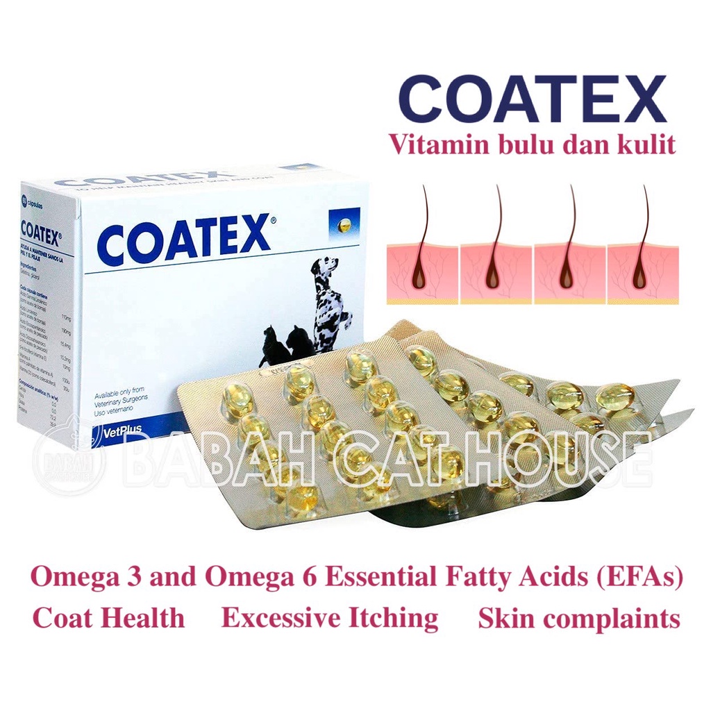 COATEX VETPLUS Long Anti-Hair Loss Vitamins for Cats And Dogs, Fish Oil ...