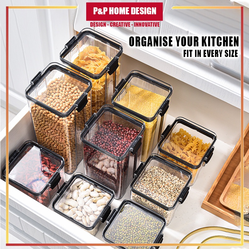 Stackable Kitchen Sealed Jar Plastic Sealed Cans Food Storage Box ...