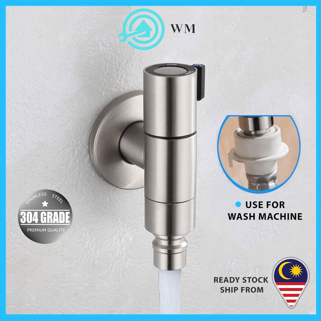 WM Bathroom Wall Bib Tap Stainless Steel SUS 304 / Wash Machine Tap ...
