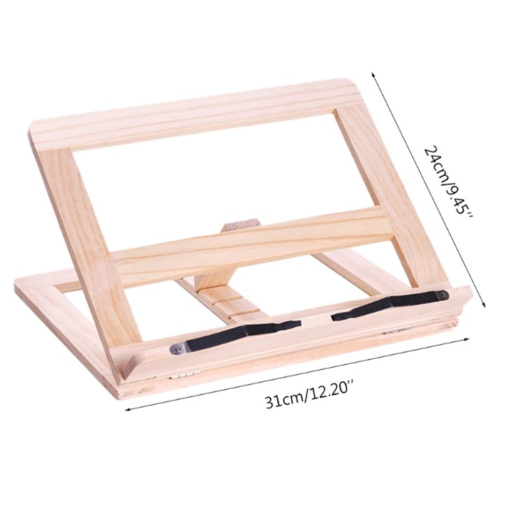 Foldable Wood Bookends Stand Cookbook Holder Reading Rack Wooden ...