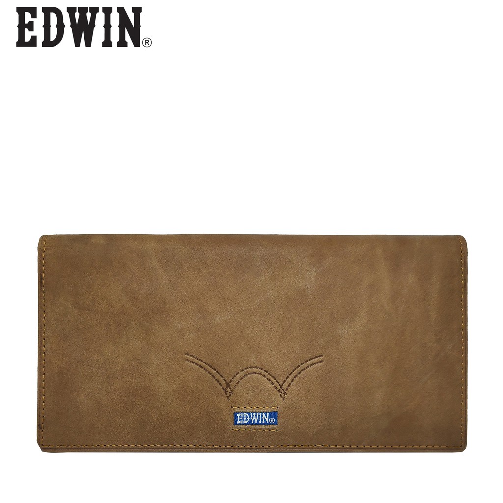 Edwin Iconic Stamp Logo Leather Long Wallet With Hidden Zip Compartment ...