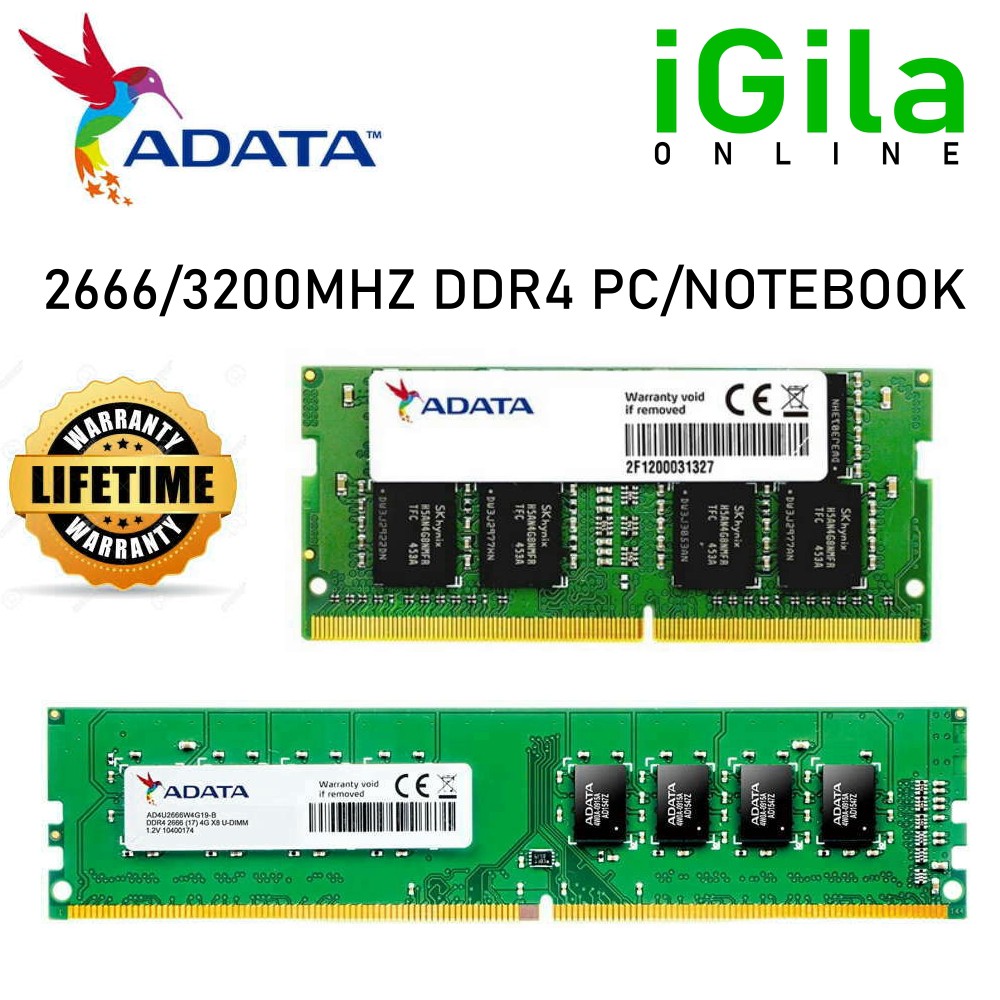 ADATA RAM 4GB / 8GB DDR4 2666MHz 3200MHZ RAM SODIMM / LODIMM MEMORY NOTEBOOK / LAPTOP / DESKTOP ...