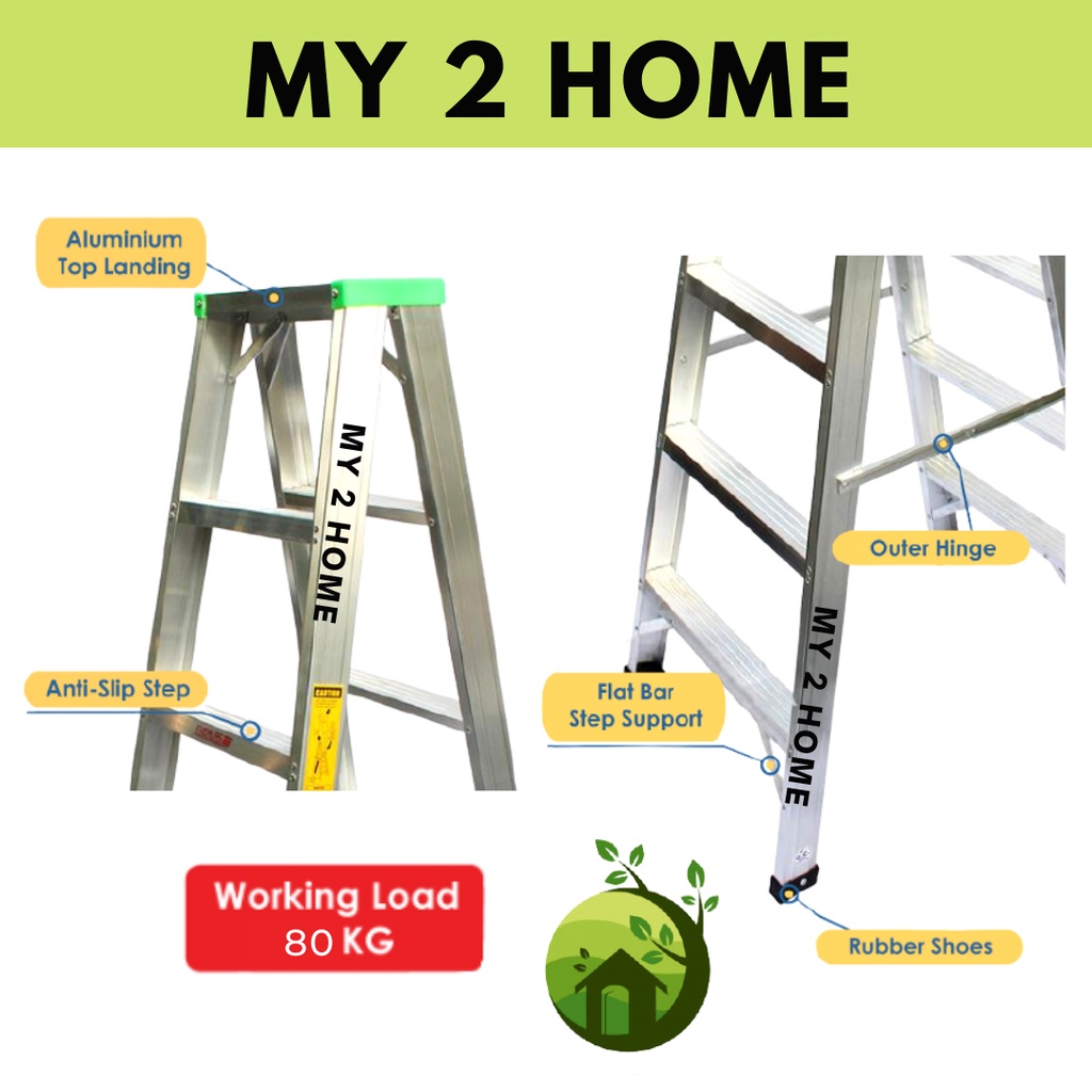 Aluminium 12 Steps Double Sided Ladder Tangga Lipat staircase STEP ...