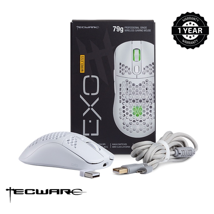 Tecware EXO Wireless White RGB Gaming Mouse (PixArt 3335 Sensor ...