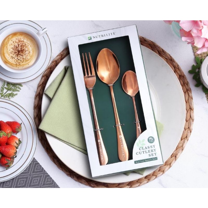 Nutrilite Classy Cutlery Set (Rose Gold Stainless Steel ) | Shopee Malaysia