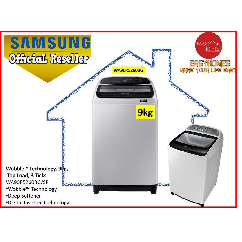 Samsung Wobble™ Technology, 9kg, Top Load, 3 Ticks WA90T5260BG/SP ...