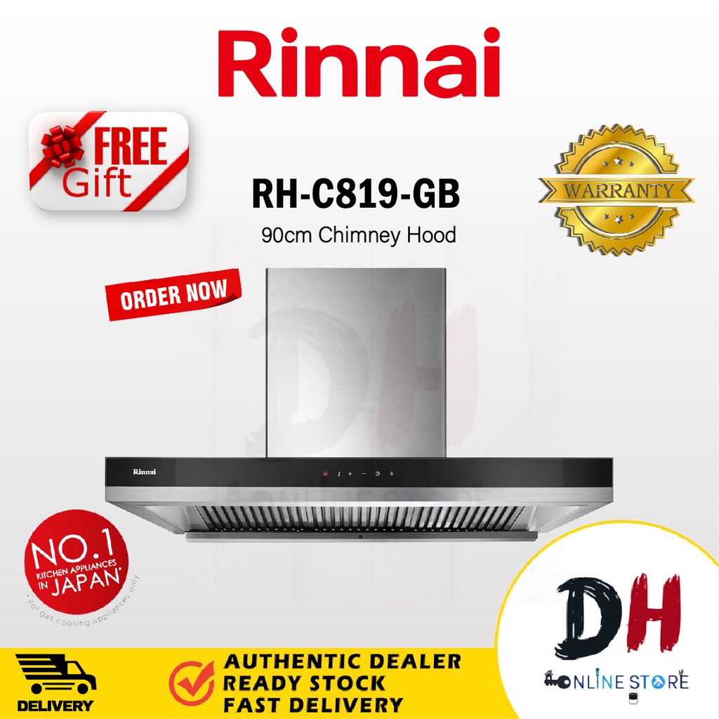 RINNAI RH-C819-GB HOOD / COOKER HOOD (90CM CHIMNEY HOOD) | Shopee Malaysia