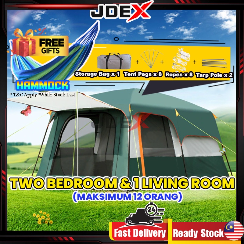 JDEX Khemah Unta Camel Family Tent Khemah Camping Waterproof 12 person ...