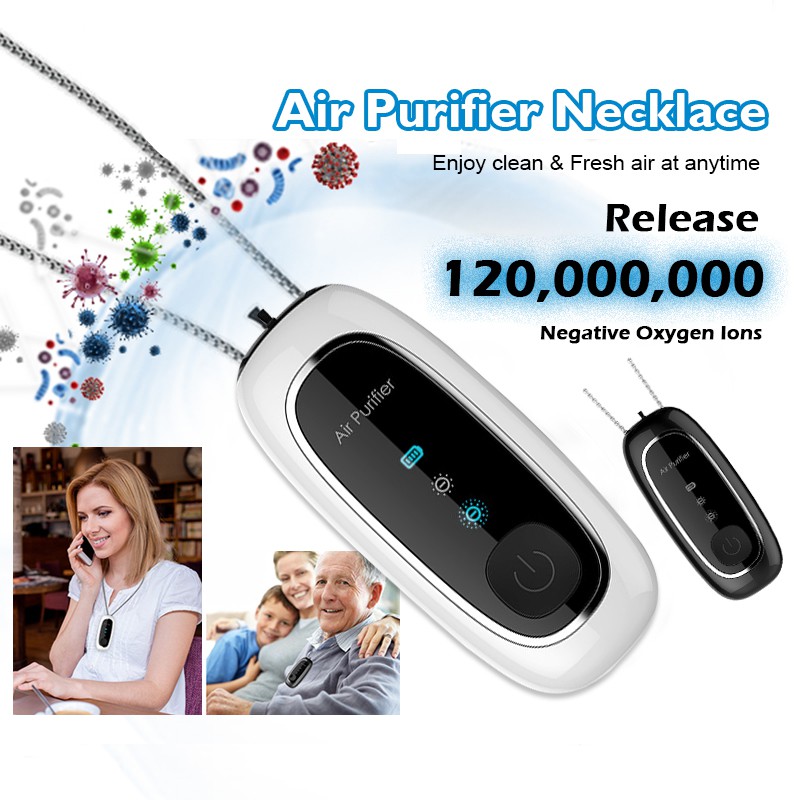 Personal Wearable Air Purifier Necklace Negative Ion Sterilizer Antivirus Portable Small Mini ...