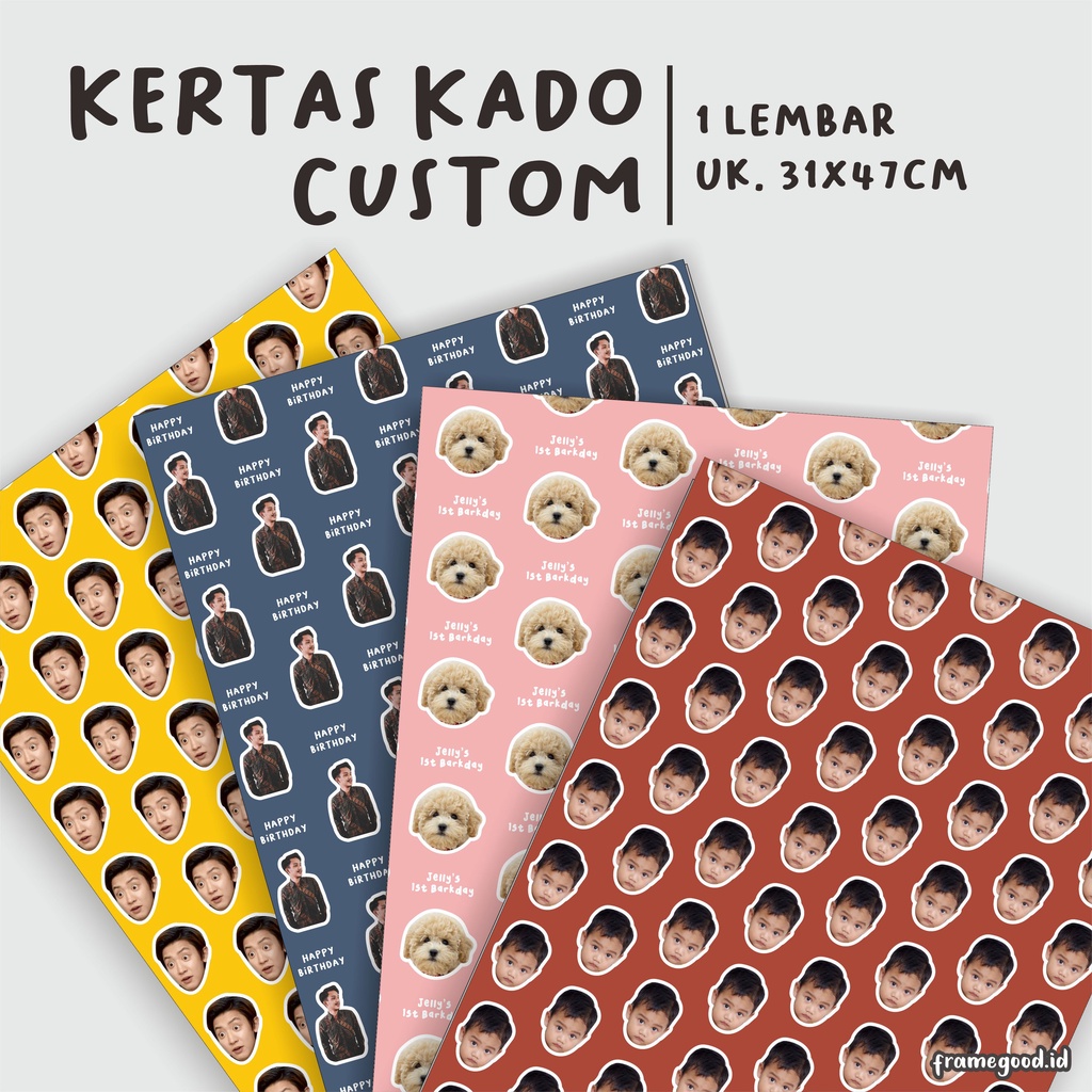 Custom GIFT PAPER (1 sheet A3+) using your own photo and add writing ...