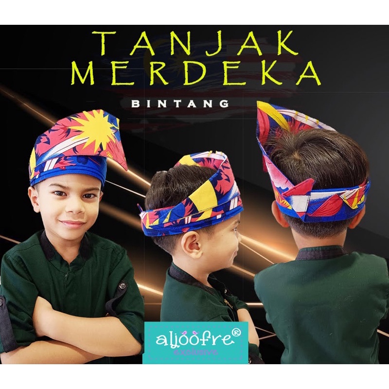 Tanjak Tengkolok Hitam & Bendera Merdeka Keras, Siap Jahit, Adjustable ...