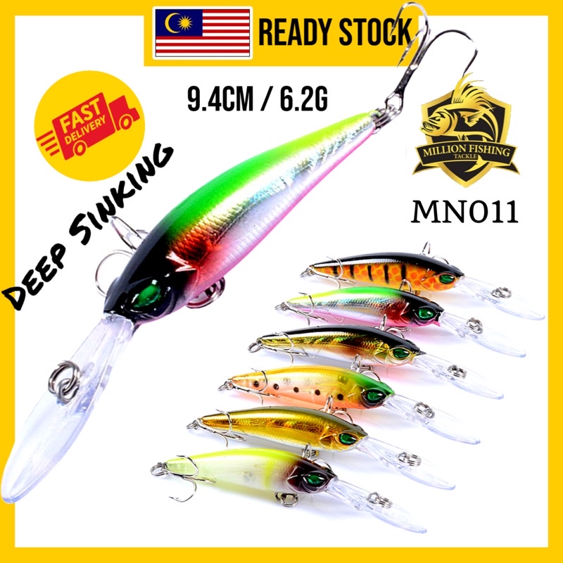 Umpan Jig Gewang MN011 Deep Sinking Minnow Fishing Lure 9.4cm/6.2g ...