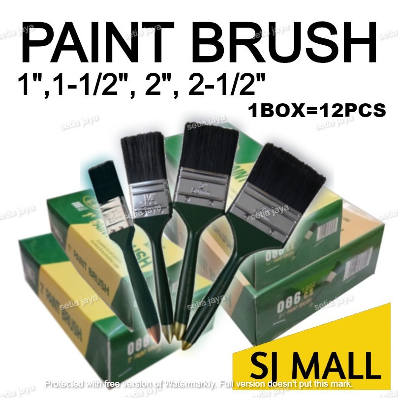 (1 Box = 12 Pcs) CS 086 Nylon Paint Brush Green / Berus Cat Nylon 1 Kotak 尼龙漆扫1盒 [SJ MALL ...