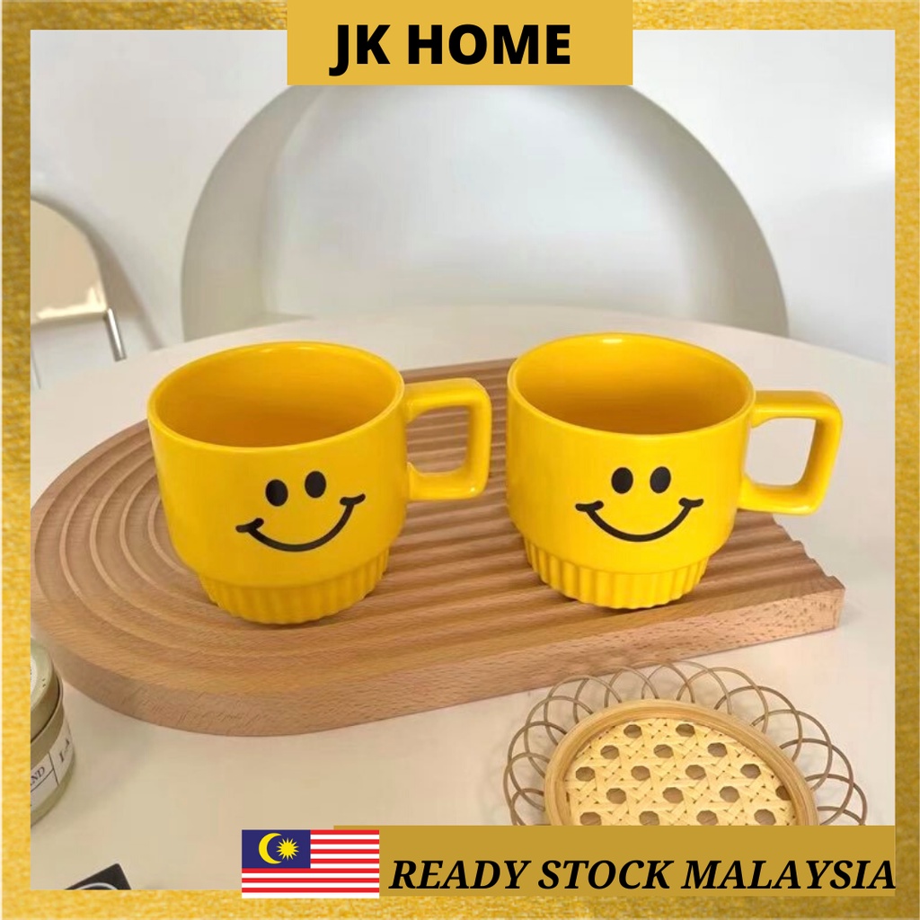 JK HOME Smiley Face Simple Breakfast Cup Mug | READY STOCK | Shopee ...