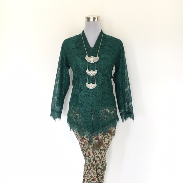 Kebaya Lace Emerald Green (E31) | Kebaya Modern Lace Luna - Top Only ...