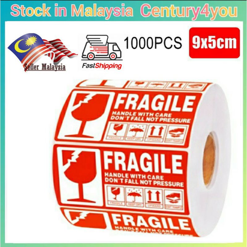🌟1000 PCS🌟Fragile Label Warning Sticker Poslaju Courier Urgent Pecah ...